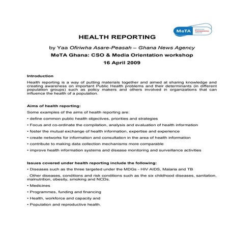 Health Reporting | PDF