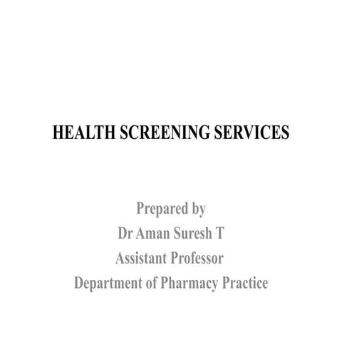 Health Screening Services a key aspect of community Pharmacy | PPTX