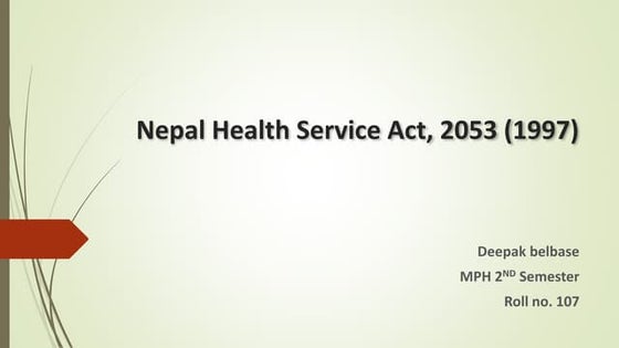 Nepal health service act 2053 | PPTX