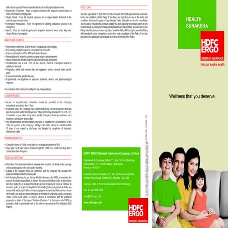 Health Insurance Brochures from HDFC ERGO General Insurance Company | PDF