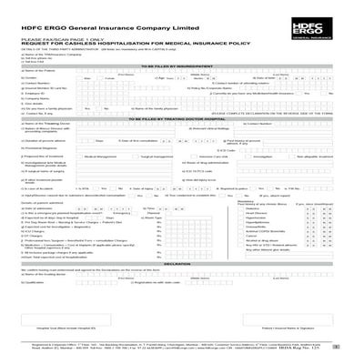 Health Suraksha Health Insurance Claim Form - HDFC ERGO | PDF