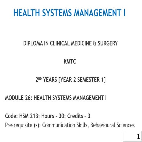 Health Systems Management I BY ONUKO GRAHAM | PPTX