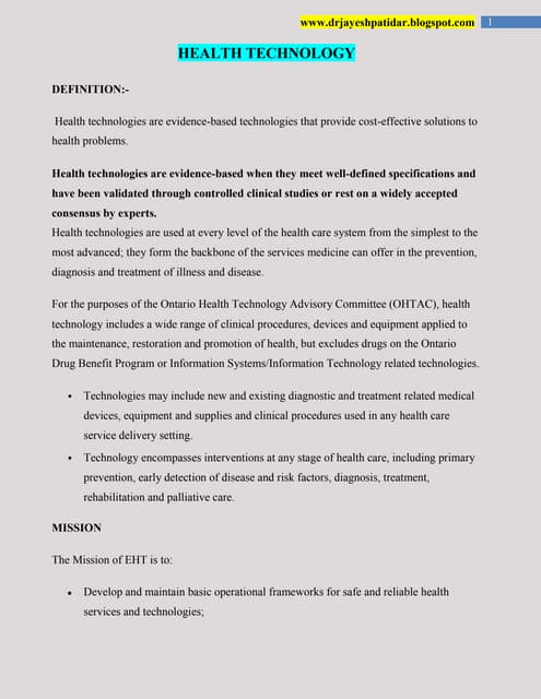 Health Technology Assessment | PPT