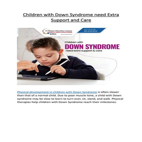 Health Tips - Children with Down Syndrome need extra support and care | PDF