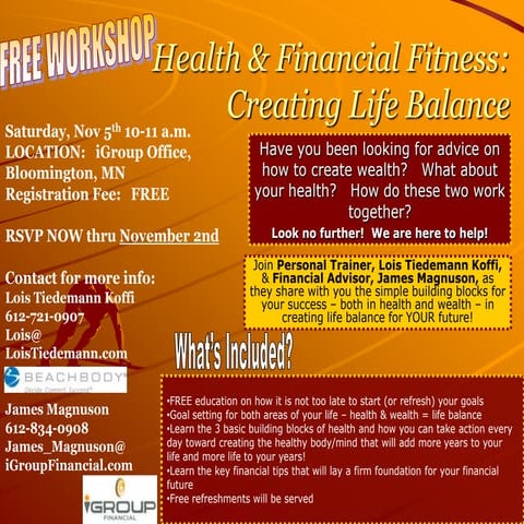 Health & Wealth - Creating Life Balance Workshop | PPTX