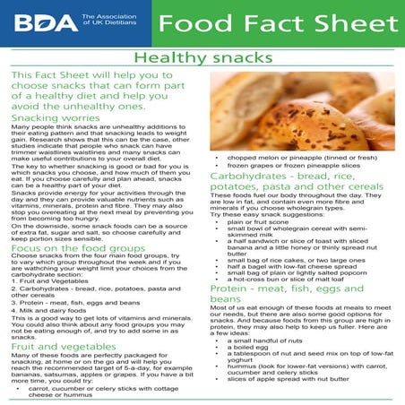 Healthy snacks-food-fact-sheet | PDF