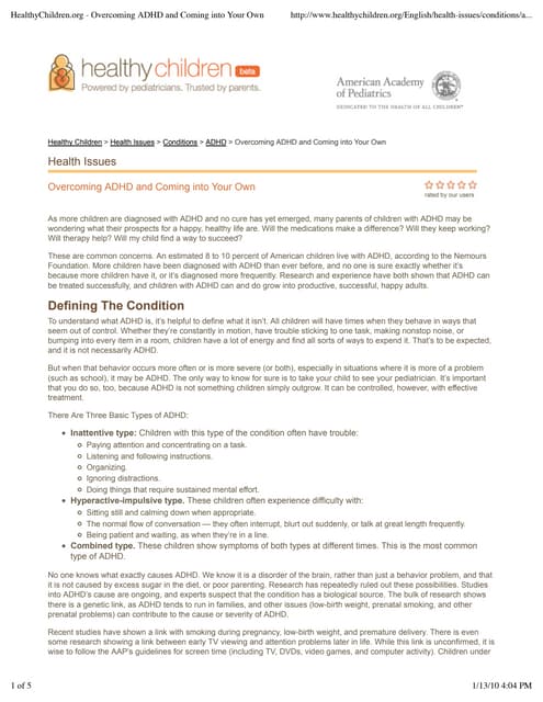 Understanding ADHD | PPT | Brain and Nervous System Disorders ...