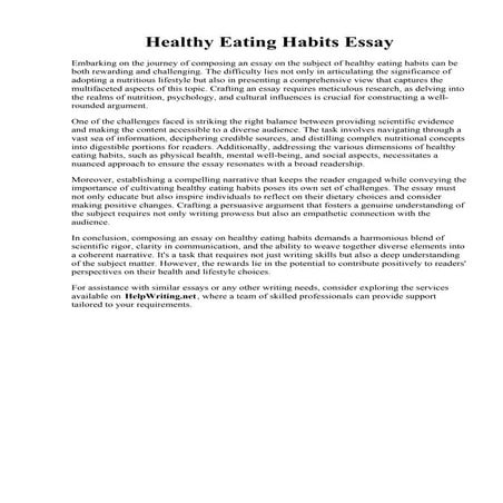 Healthy Eating Habits Essay.pdfHealthy Eating Habits Essay. Healthy ...