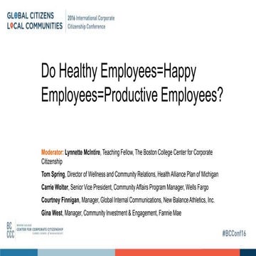 Do Healthy Employees=Happy Employees=Productive Employees? | PPT