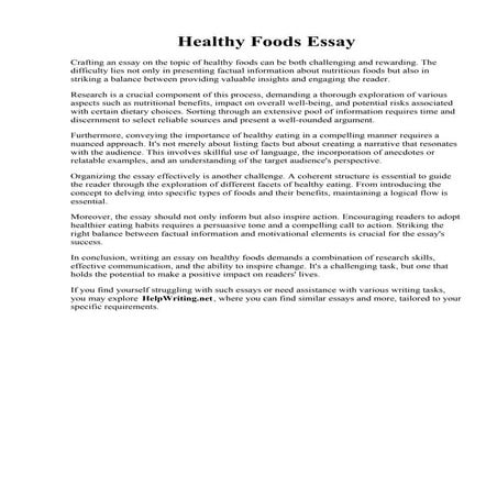 Healthy Foods Essay | PDF