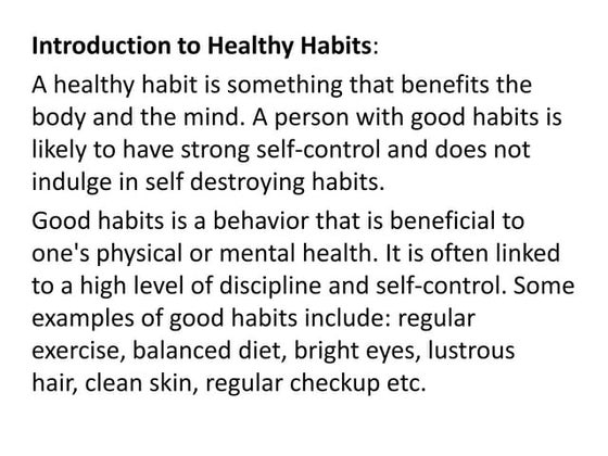 Healthy habits | PPT