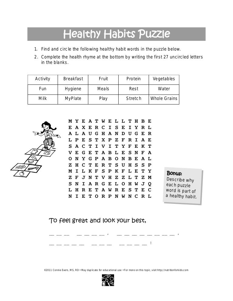 Healthy habits puzzle