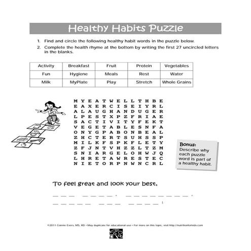 Healthy habits puzzle | PDF