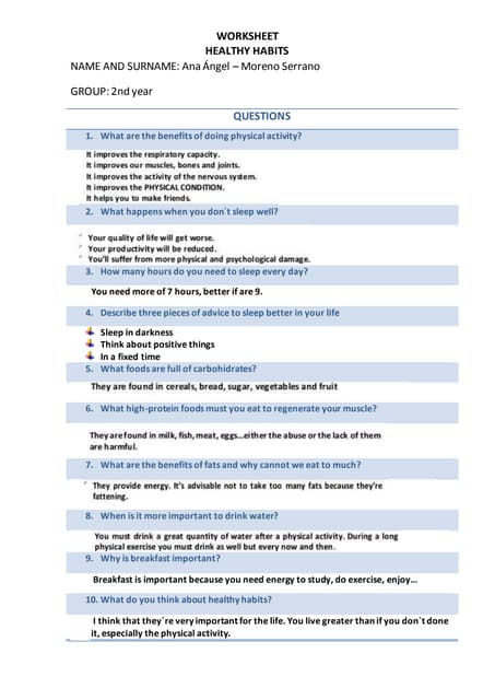 Worksheet healthy habits | PDF