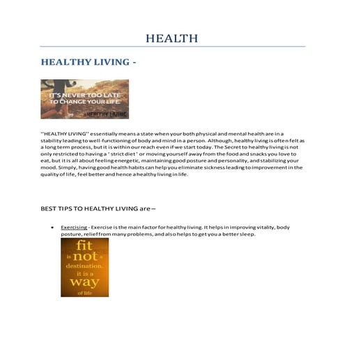 Healthy living | DOCX