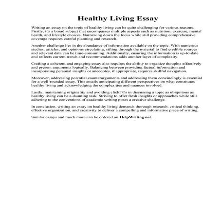 Healthy Living Essay. Archaicawful Healthy Lifestyle Essay Thatsnotus | PDF