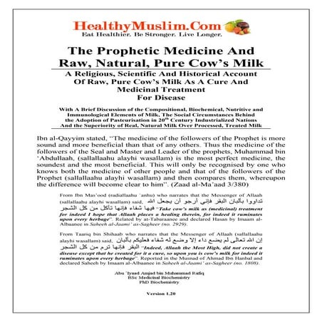 Prophetic medicine :Milk | PDF