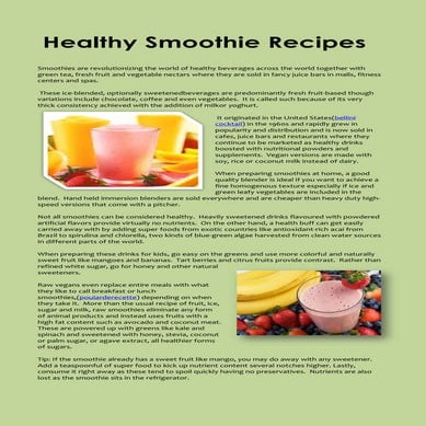 Healthy smoothie recipes | DOCX