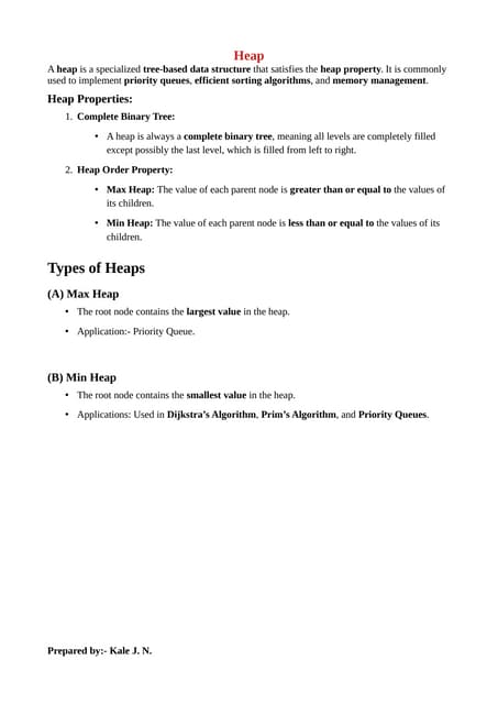 Heap, Types of Heap, Insertion and Deletion | PDF Heap, Types of Heap, Insertion and Deletion | PDF