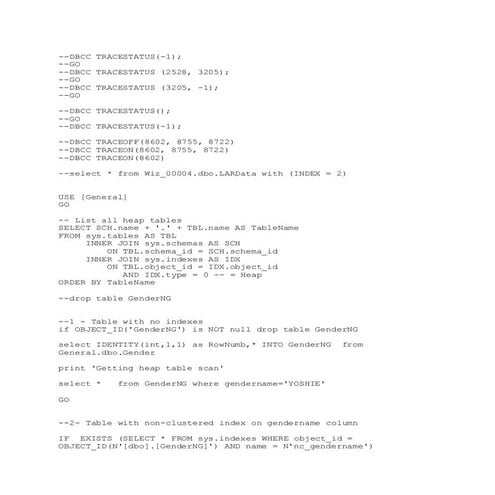 Supporting T Sql Scripts For Heap Vs Clustered Table Pdf