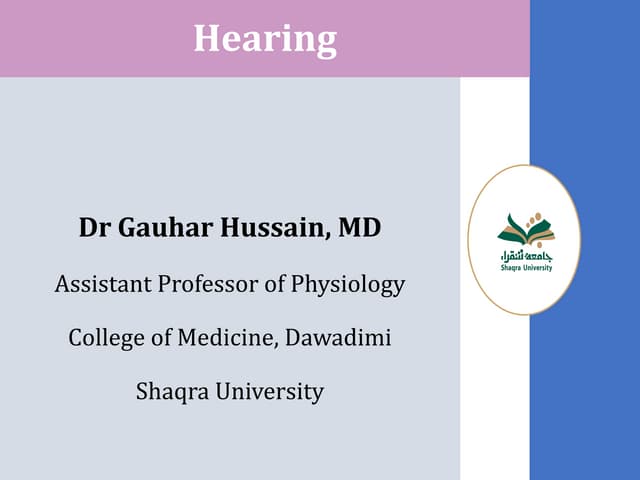 Mechanism of Hearing (presentation) | PPTX