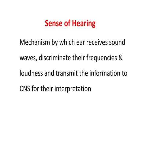 Sense of Hearing for 1st MBBS- Inner Ear Function | PPT