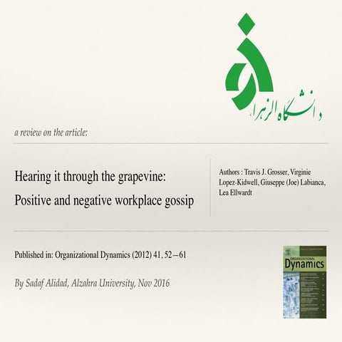 Hearing it through the grapevine: Positive and negative workplace ...