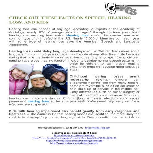Hearing loss children | PDF