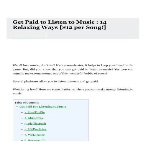 How to get paid Listening to Music | PDF