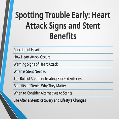 Heart Attack - Signs, Stent Benefits and Recovery | PPTX