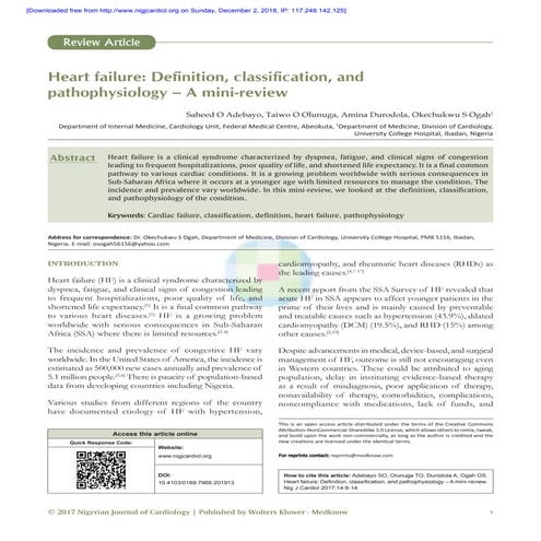 Heart failure definition classification | PDF