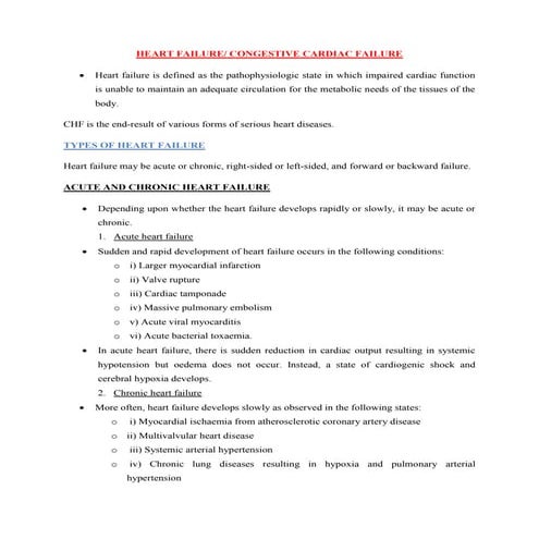 Pathophysiology of Heart failure notes | PDF