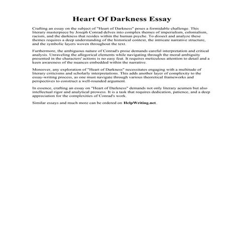 Heart Of Darkness Essay | PDF