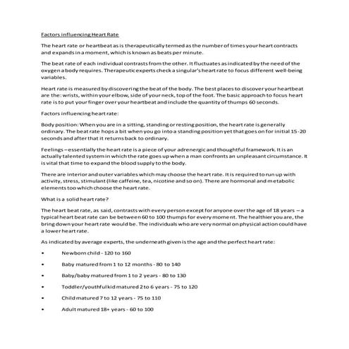 Factors influencing Heart Rate | DOCX