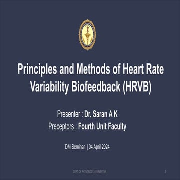 Principles and Methods of Heart Rate Variability Biofeedback | PPTX