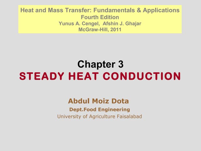 HEAT TRANSFER : STEADY STATE HEAT CONDUCTION | PPTX