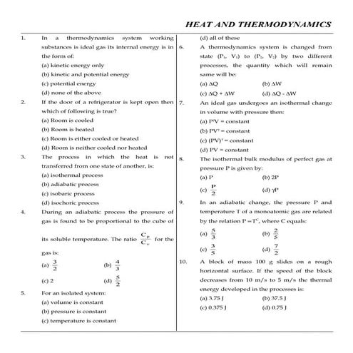 Heat and THERMODYNAMICS | PDF