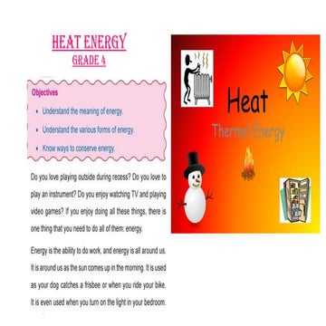 Heat energy grade 4 presentation grade heat energy | PPTX