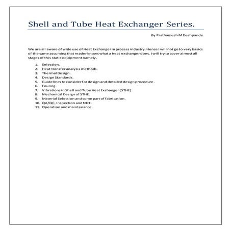 Heat exchanger series Part-1 | PDF