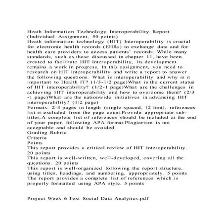 Heath Information Technology Interoperability Report (Individual A ...