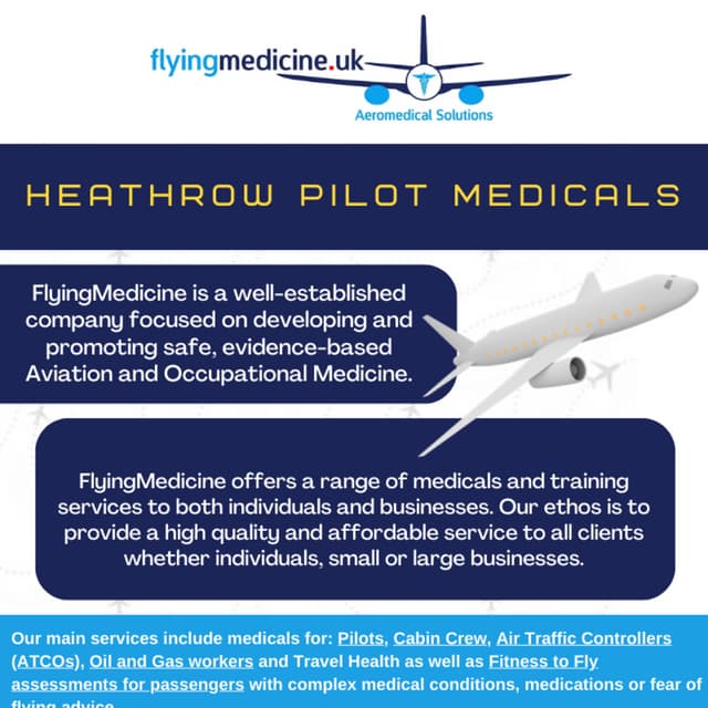 Infographic :- Heathrow Pilot Medicals - Flyingmedicine Ltd | PDF