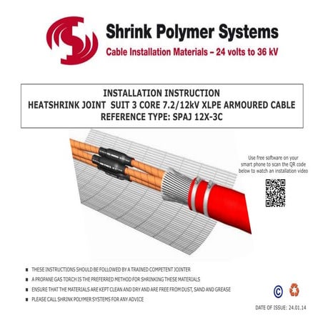 3. Heat Shrink Cable Joint (HV) - 11kV 3 Core XLPE BS6622 Cables | PDF