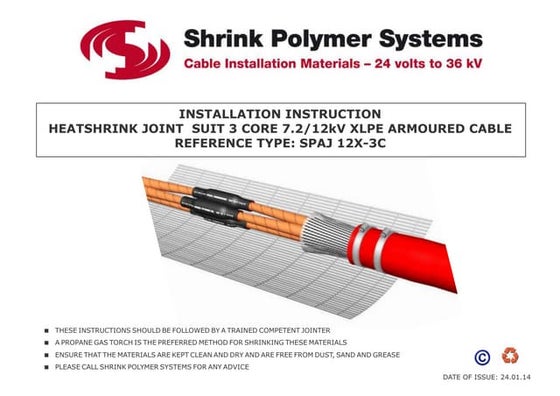 11kV Heat Shrink Cable Terminations - Prysmian HIT3XC11 3 Core 95 ...