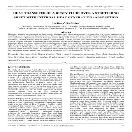 Heat transefer of a dusty fluid over a stretching sheet with internal ...