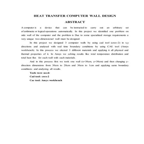 Heat transfer computer design | DOCX