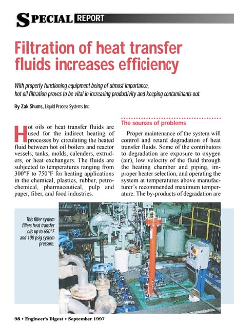 Hot Oil Filtration Improves Pump Life and Efficiency in Heat Transfer ...