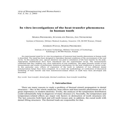 Heat transfer in human tooth | PDF