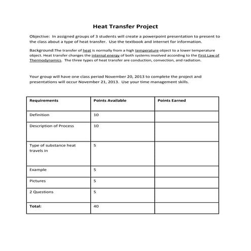 Heat transfer project | DOCX