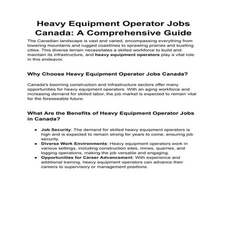 A Comprehensive Guide to Beginner's Training for Heavy Equipment ...
