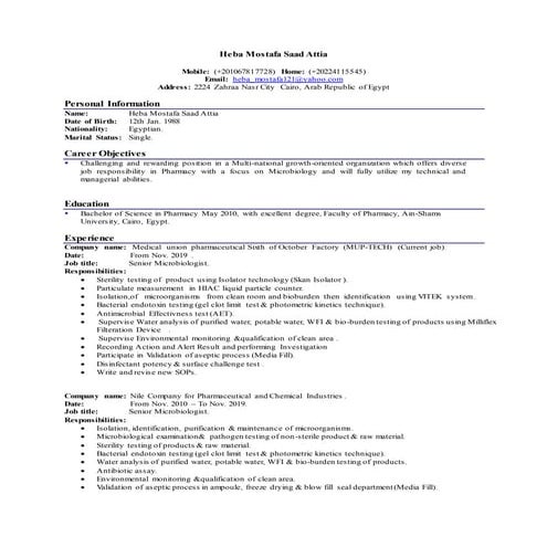 Heba mostafa attia cv | PDF
